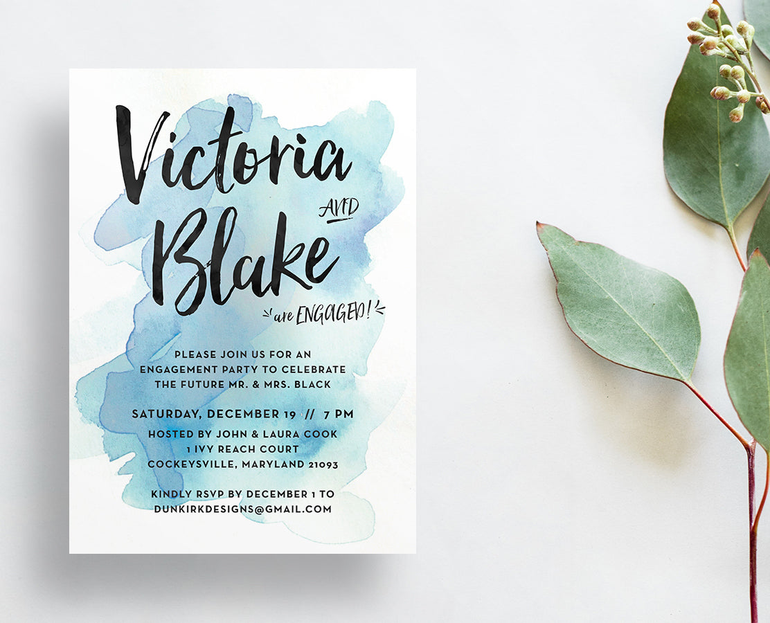 Watercolor Splash Invitations (any color!) – dunkirkdesigns